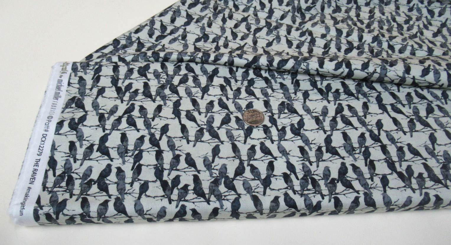 Michael Miller quilt-craft fabric THE RAVEN cream 1/2 yd (dcx-12279 ...