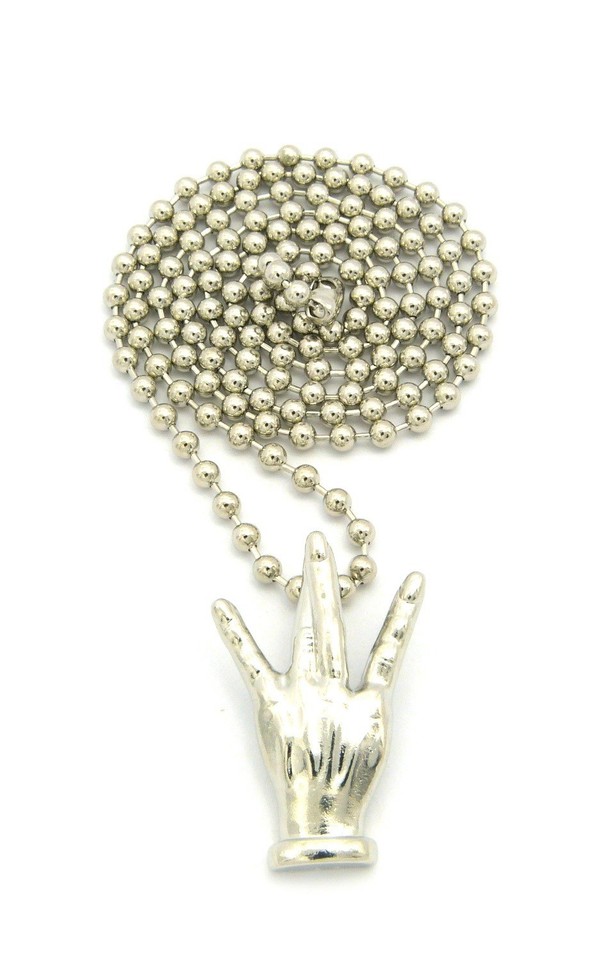 NEW WESTSIDE HAND SIGN PENDANT &3mm/27" BALL CHAIN HIP HOP NECKLACE ...