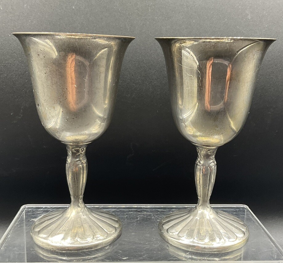 A Beautiful Pair of Vintage International Silver Co. Goblets 6in Tall ...