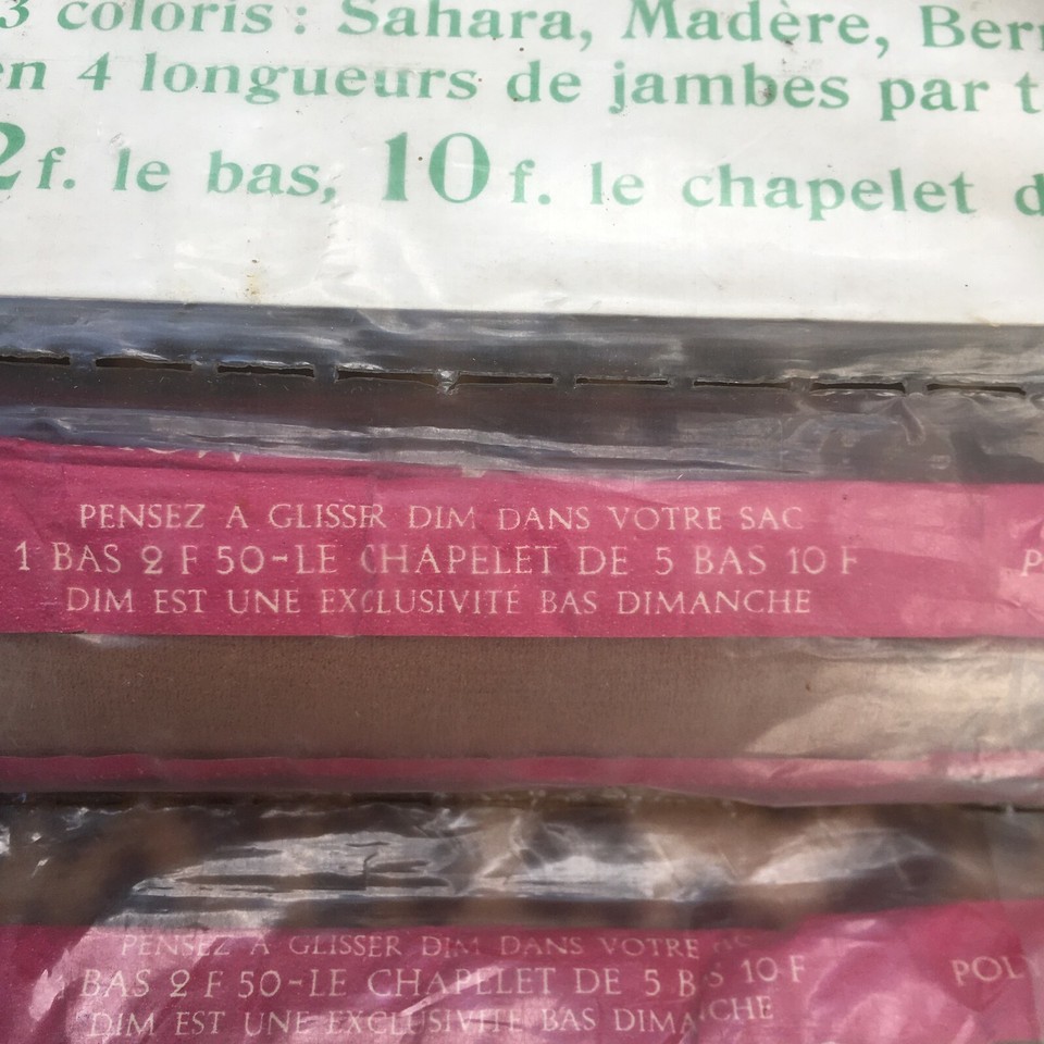 DIM FRENCH 1960s SHEER STRETCH NYLON STOCKINGS~1 SEAMLESS PAIR~UNUSED ...