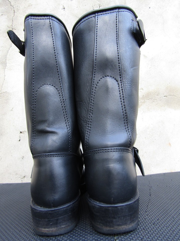 Sendra Vintage Black Engineer Leather Biker Moto Boots Men Sz UK 8 ...