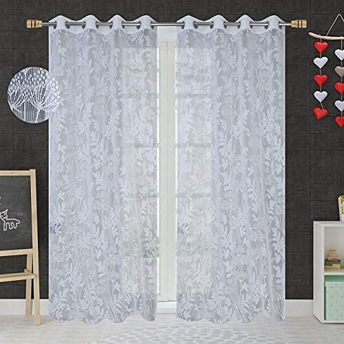 Weight Net Curtains for Door Bedroom Balcony Decoration 9 feet Long Set ...