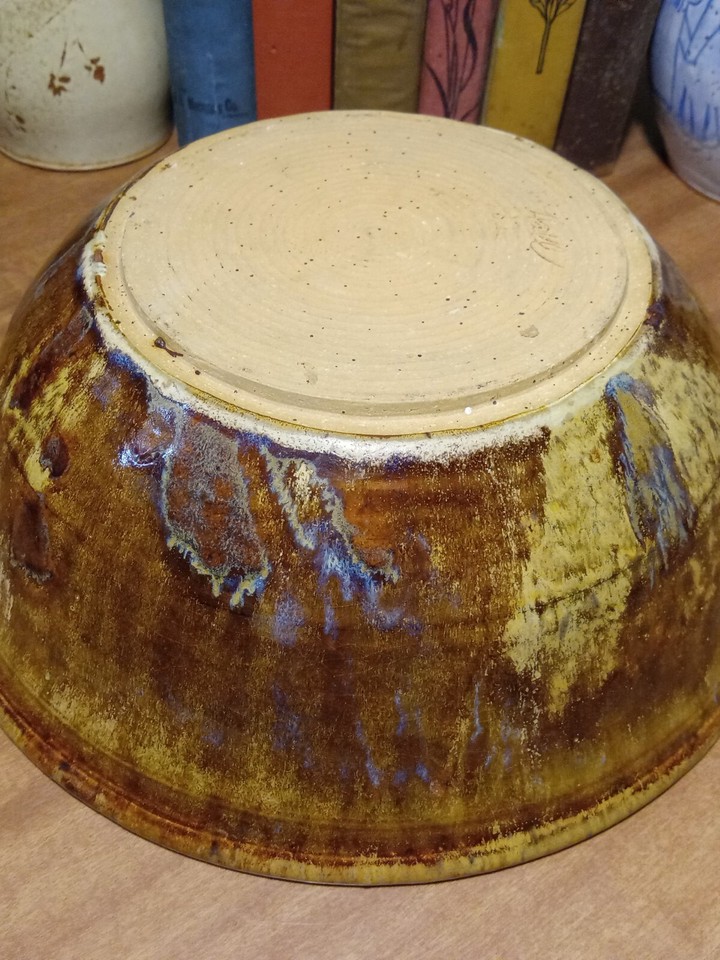 Vintage 1982 L. Hall Hand Turned 9" Multicolor Clay Pottery Bowl Signed ...