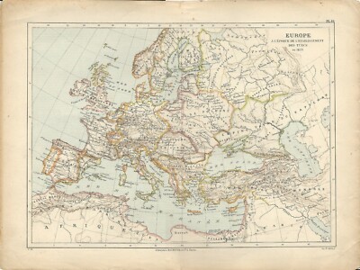 Carta geografica antica EUROPA NEL 1453 1886 Old antique map | eBay UK