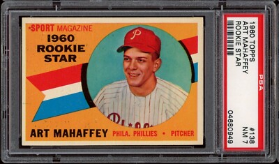 1960 Topps Baseball #138 Art Mahaffey Rookie Star PSA 7 | eBay