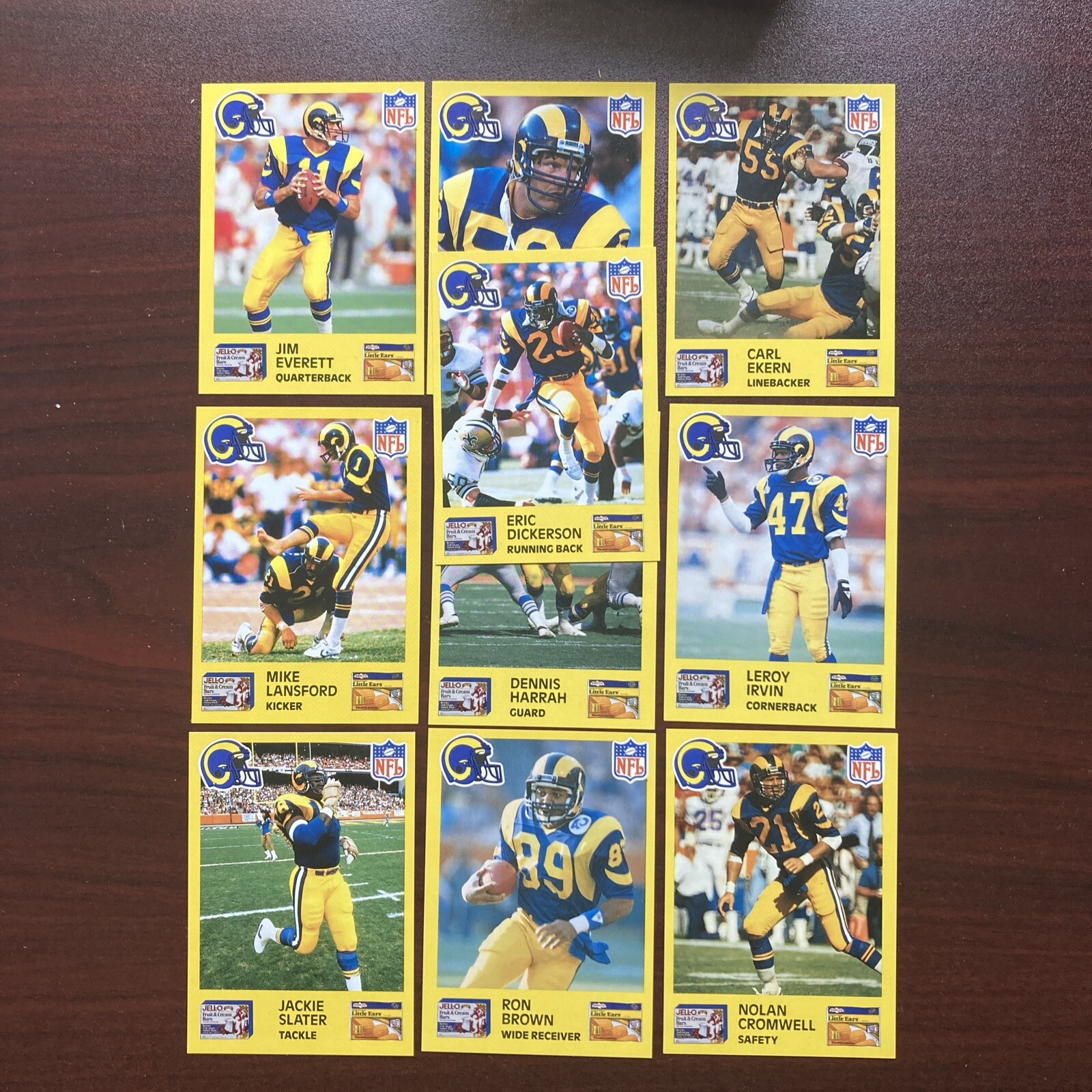 1987 LA RAMS FOOTBALL - JELLO COMPLETE SET (10) NFL CARDS - GENERAL ...