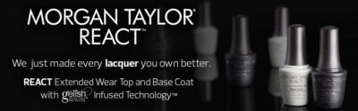 Morgan Taylor React NEW top coat /base coat No-light extended wear 15ml ...