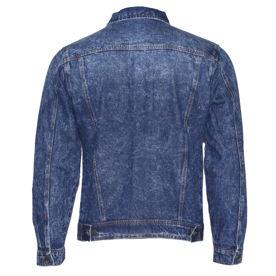 Mens Denim Jean Jacket Faded Premium Cotton Button Up Slim Fit Red ...