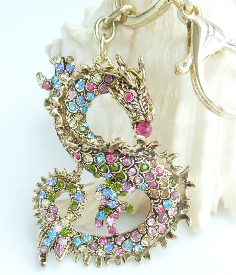 Unique Animal Dragon Keychain Austrian Crystal Pendant Art Decoration ...