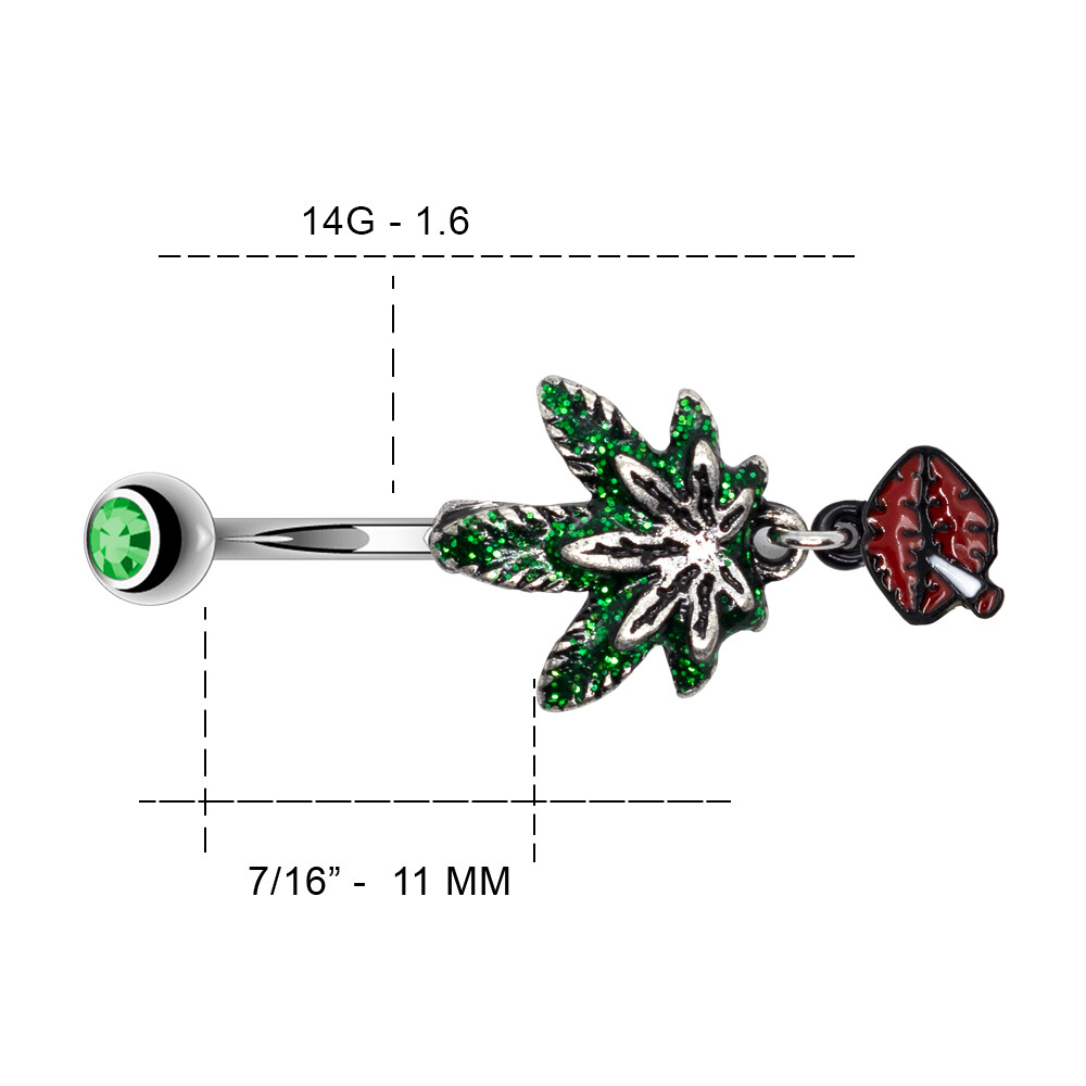 Pierce2GO Lips Smoking Marijuana Leaf Belly Ring | eBay