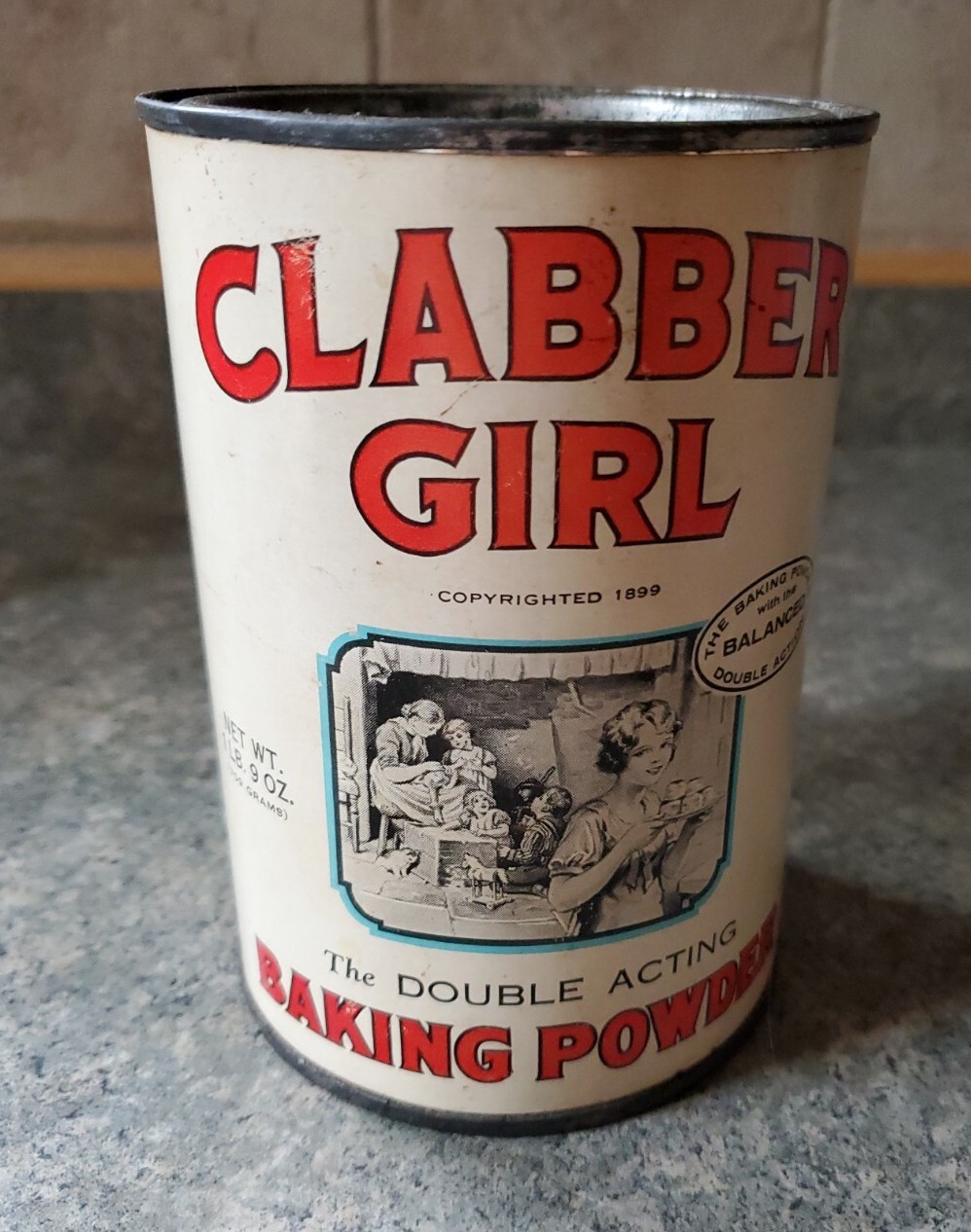 Vintage Clabber Girl Baking Powder Tin Can Large 1 Lb 9 Oz Advertising ...