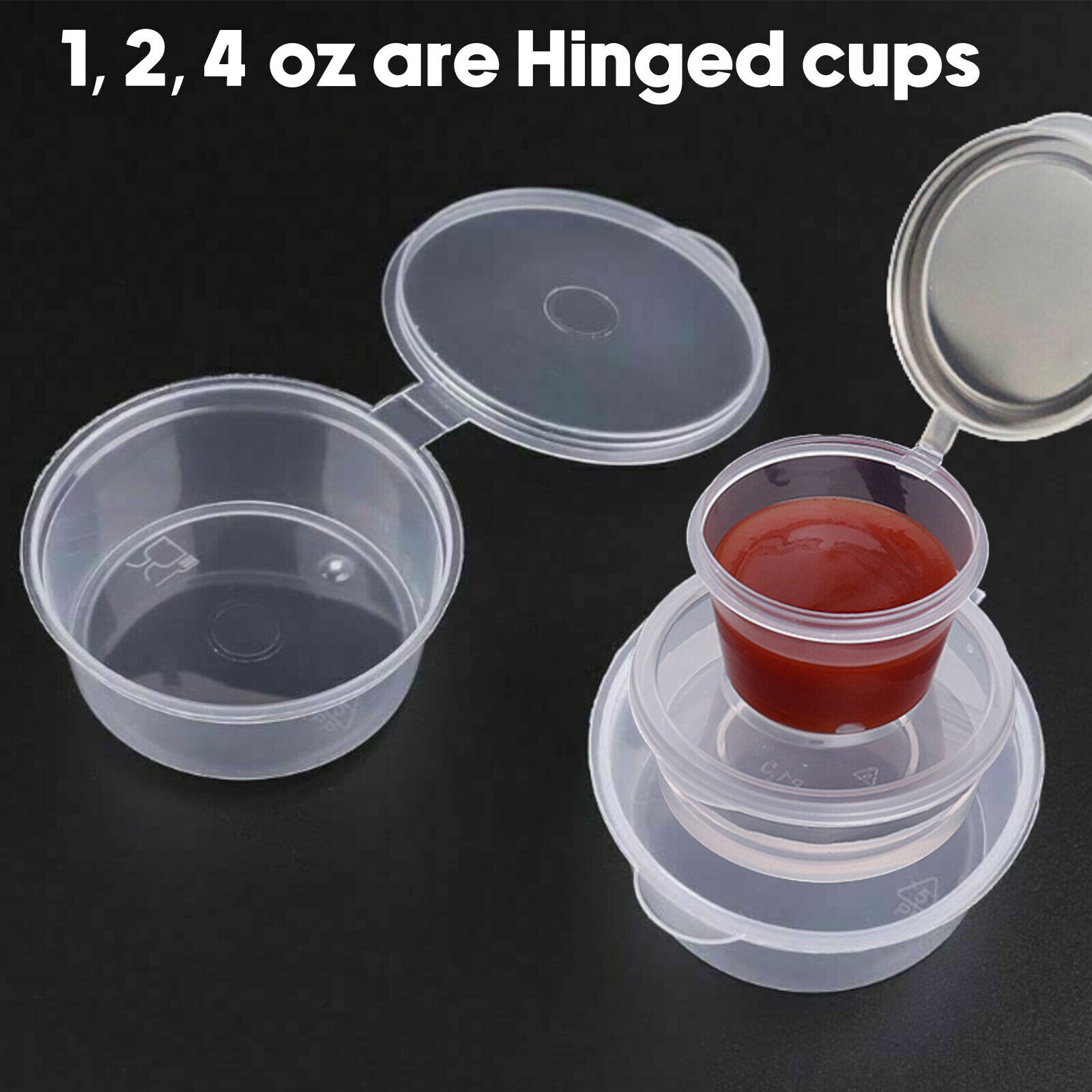 Clear Round Cups with Lids Deli Pots Sauce Dip Chutney Plastic Food ...