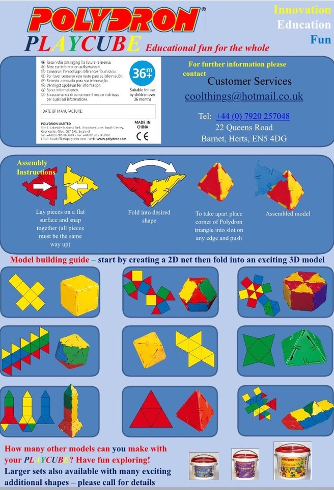 POLYDRON Play Cube fantastic 26 piece set. The educational Maths ...