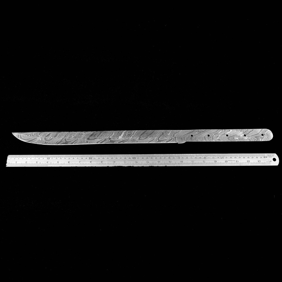 25'' inches CUSTOM MADE DAMASCUS STEEL FULL TANG SWORD BLANK BLADE 2909 ...
