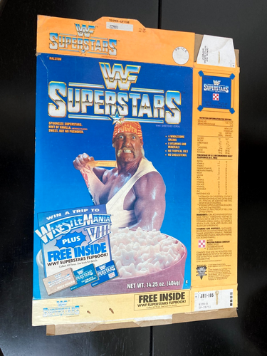 Vintage 1991 WWF Wrestling Superstars Hulk Hogan Cereal Box Collapsed ...
