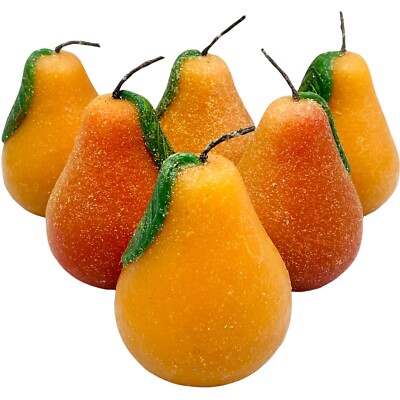 6 Wax Pears Artificial Fruit Centerpiece Design Realistic Granny Core ...