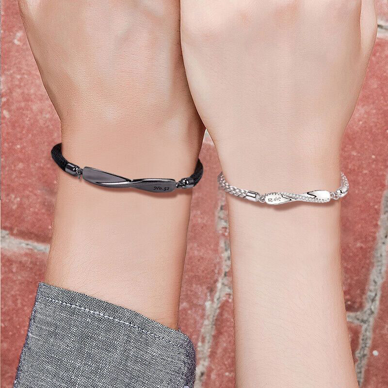 Black And Silver Copper Mobius Strip Adjustable Couple Bracelet Lovers BanglSL | eBay