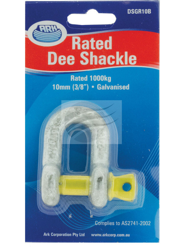ARK D-Shackle - 10mm (3/8) 1000Kg Rated Galvanised 1T Stamped Blister ...