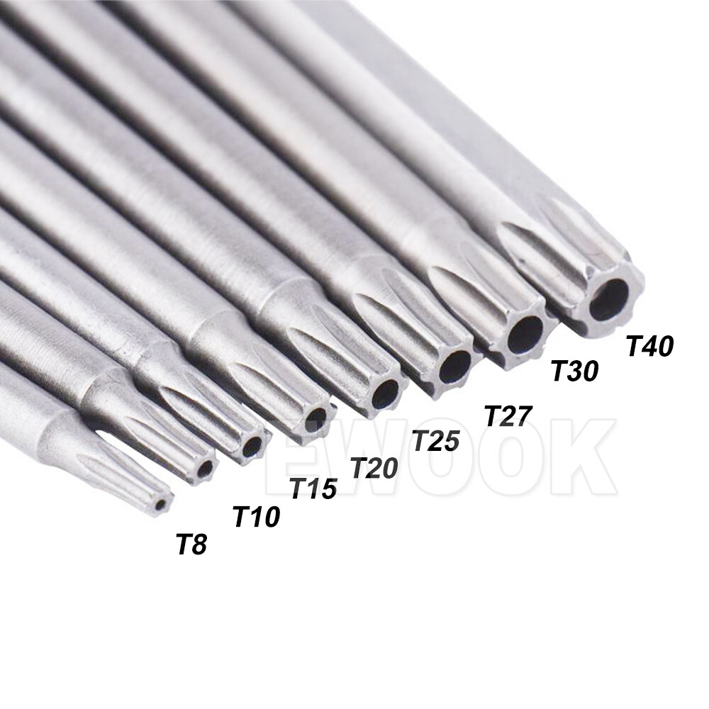 8x T8-T40 Torx Screwdriver Bit Set Hex Security Magnetic Head 100mm ...