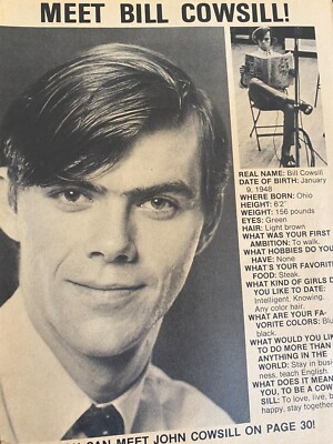 The Cowsills, Bill Cowsill, Full Page Vintage Clipping | eBay