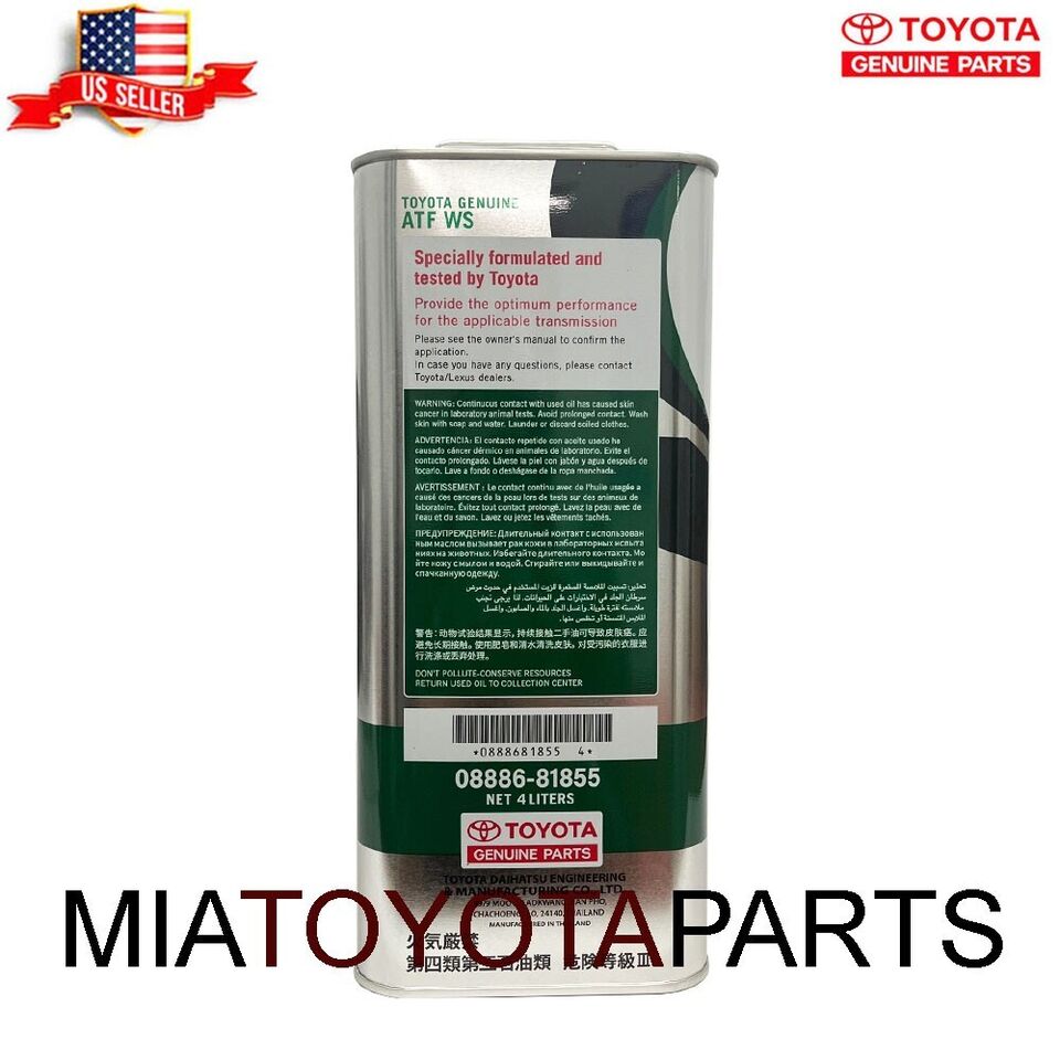 8 Liters OEM Toyota ATF WS Automatic Transmission Fluid 08886-81885 ...