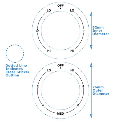 2pcs Lo-Hi Hi-Lo Lo-Med-Hi AC/CCW Dial Cooktop Oven Sticker Label For ...