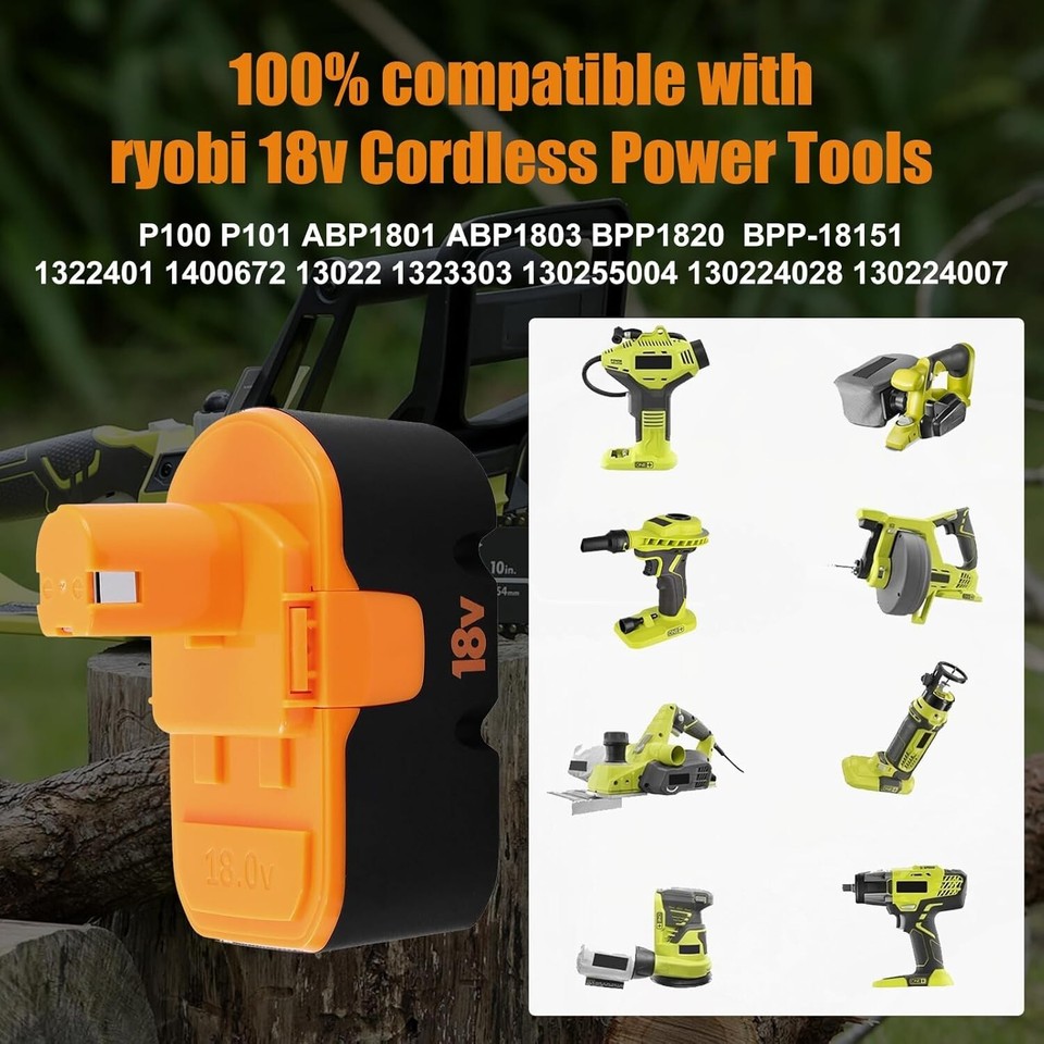 2-Pack 18V 3.6Ah Ni-MH Battery or Charger For Ryobi P100 13022 ABP1801 ...