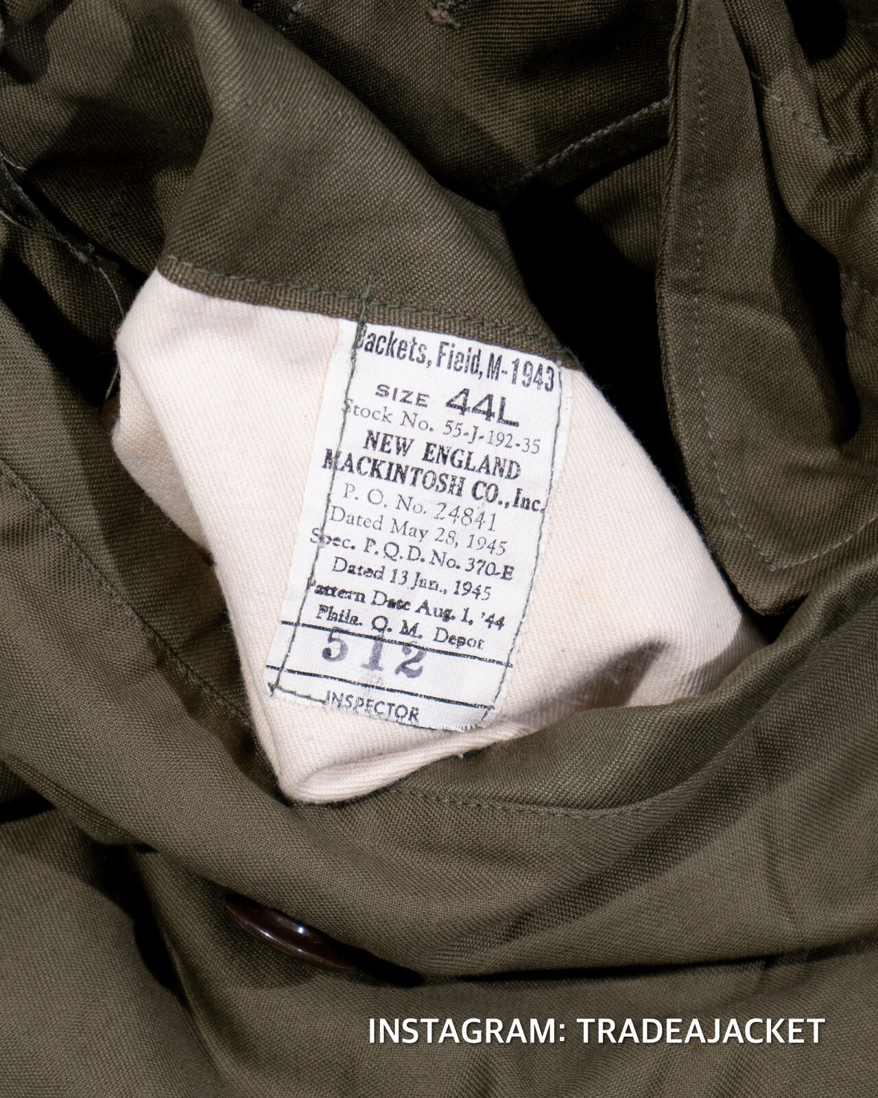 DEADSTOCK WWII US ARMY M-1943 FIELD JACKET 44L | eBay