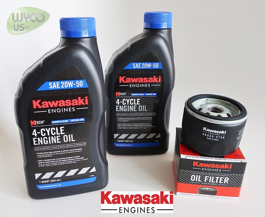 KAWASAKI OEM ENGINE OIL CHANGE KIT, (2) OIL 20W-50 & (1) OIL FILTER ...