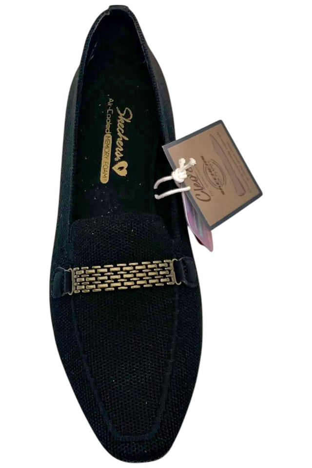 Skechers Women's Cleo Snip Recycled Vegan Knit Loafers Black | eBay