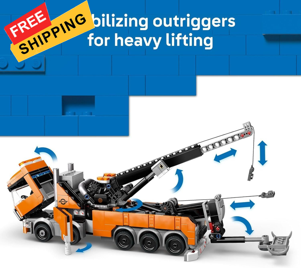 LEGO City Heavy-Duty Recovery Tow Truck with Crane Building Toy - Dump ...
