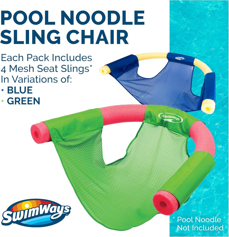 SwimWays Mesh Floating Pool Chair Noodle Slings (4 Pack) | eBay