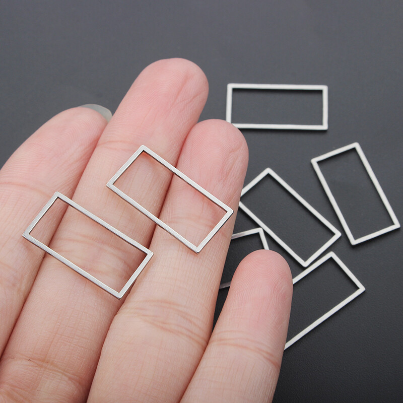 20PCS Stainless Steel Geometry Rectangle Shape Charm Pendant for ...