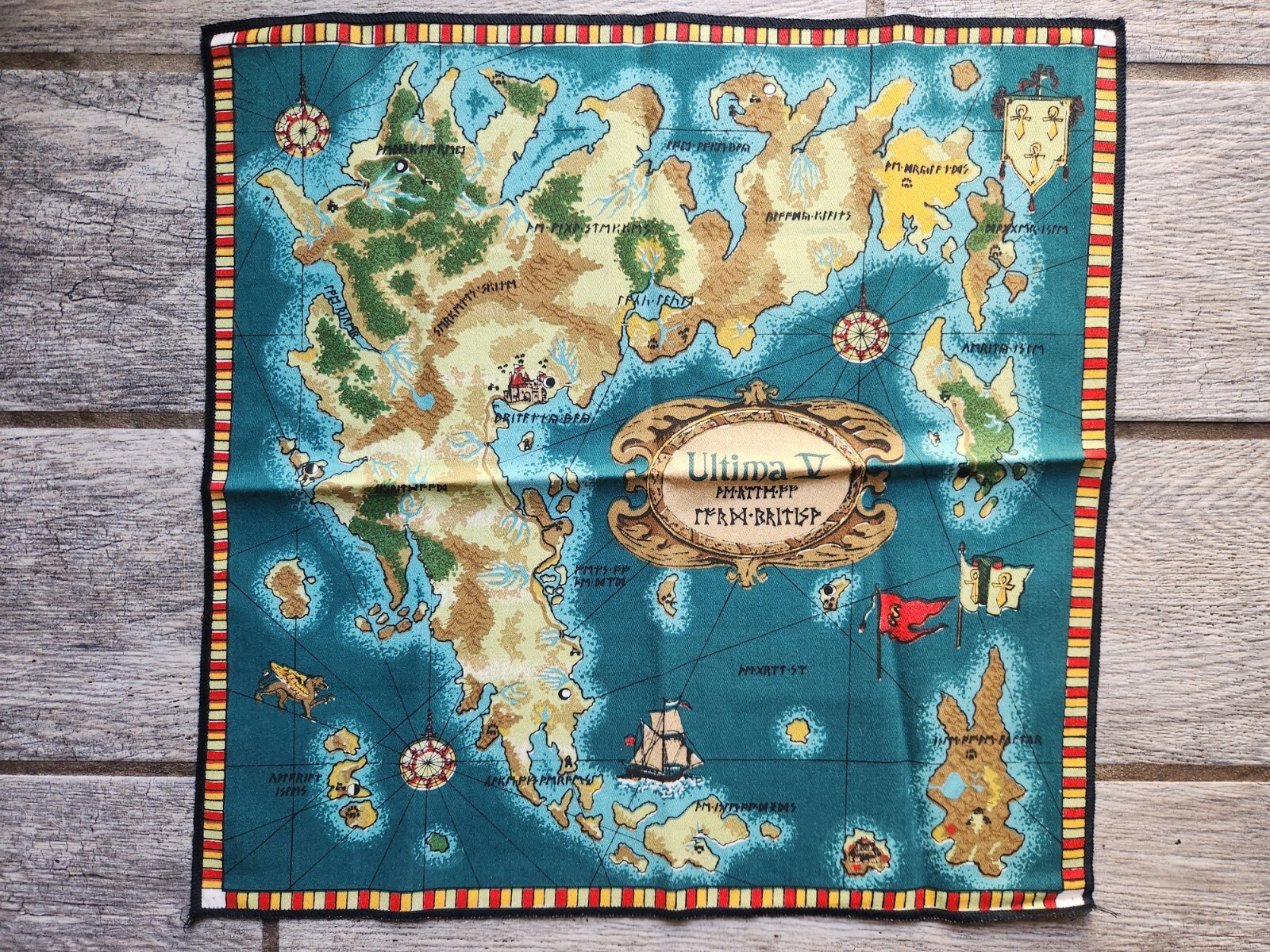 ULTIMA V Cloth Fabric Map 16" X 16", Commodore/Apple/IBM, Great Shape ...