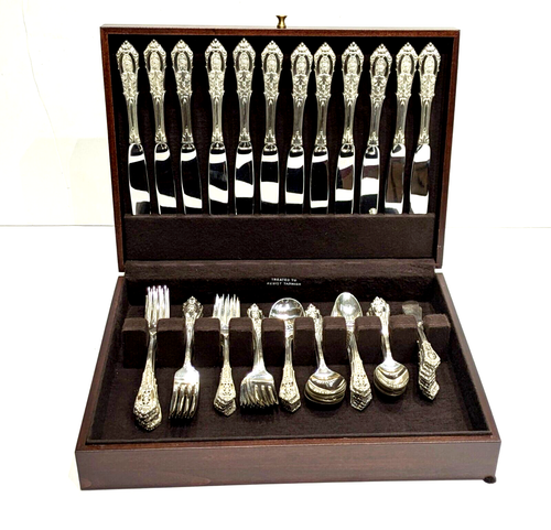 Rose Point- Wallace 1934 Sterling Silver Flatware Set 78 pcs. Service ...
