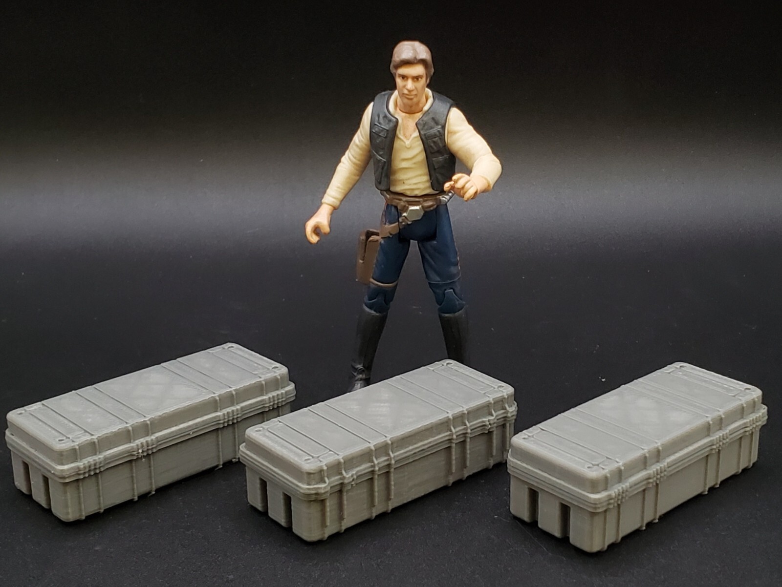 CUSTOM STAR WARS CARGO CRATE 3 PIECE LOT for 3.75" FIGURE DIORAMA ...