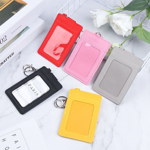 Slim PU Leather Cards Pouch Case With Keychain Business Card Bag Card ...