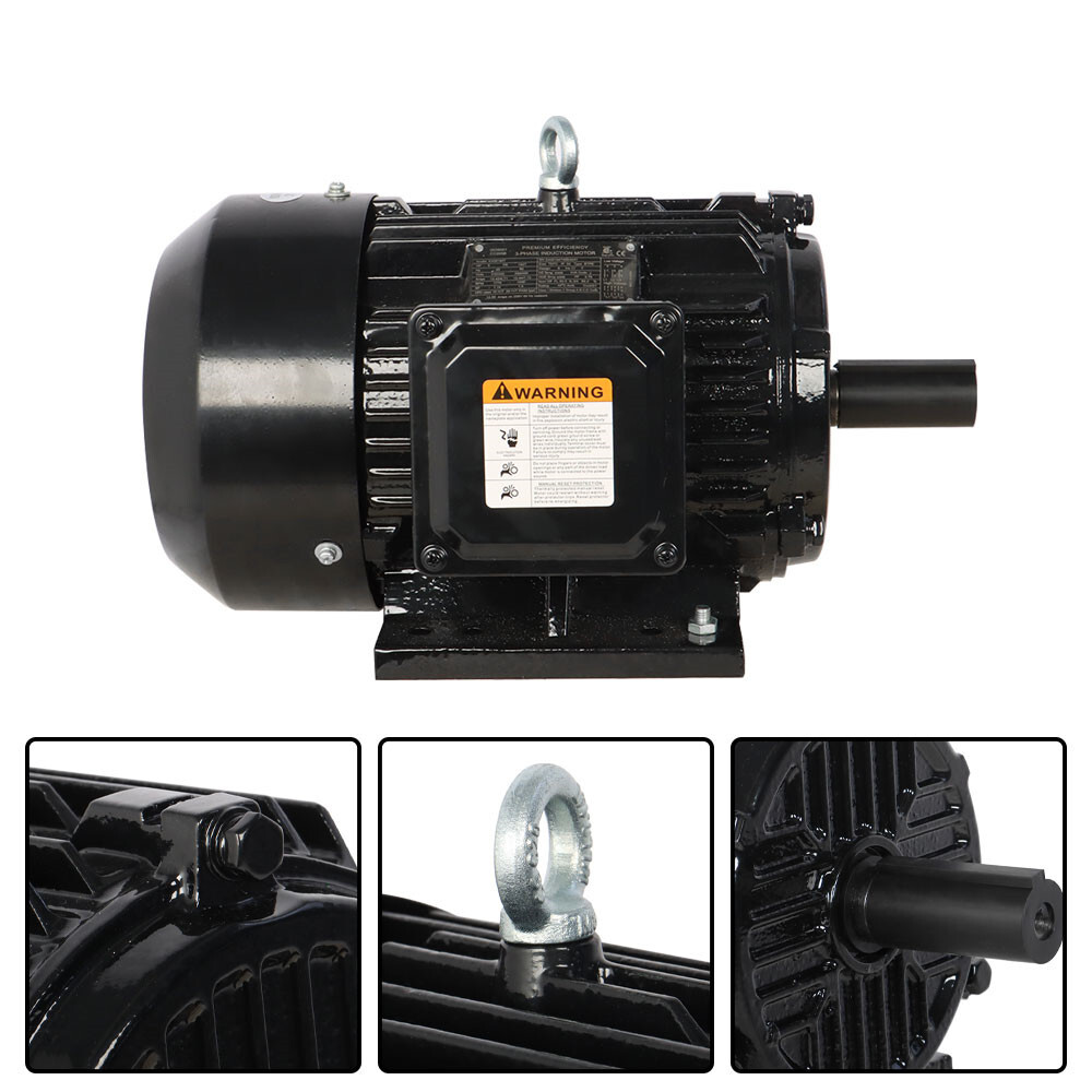 5 HP 3 Phase Electric Motor 1800 RPM 184T Frame TEFC 230/460 Volt ...