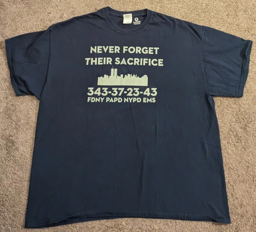 Men's Never Forget Their Sacrifice 9/11 FDNY NYPD PAP… - Gem