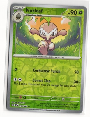 Nuzleaf 004/162 Reverse Holo Pokemon TCG Scarlet & Violet: Temporal ...