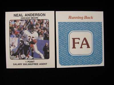 1989 Neal Anderson Chicago Bears Franchise Game Card 1ct | eBay
