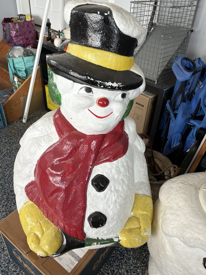 Vintage 1960's Poloron LIGHTED MOTORIZED Snowman 5 Feet HTF BLOW MOLD ...