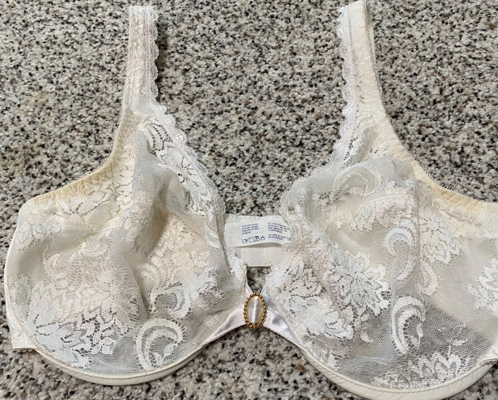 BALI White Semi Sheer Floral Lace Detail Underwire Br… - Gem