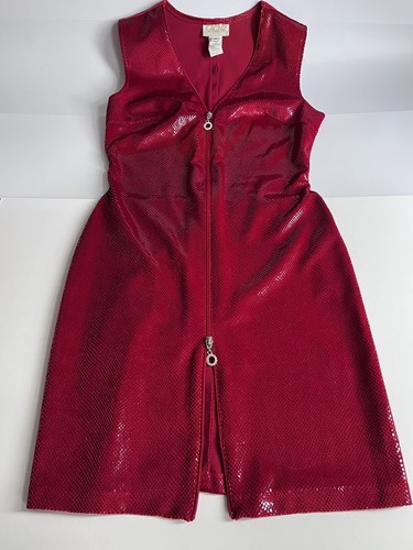 Vintage Caché Red ZIP Front Sexy DRESS Python Feel - Gem