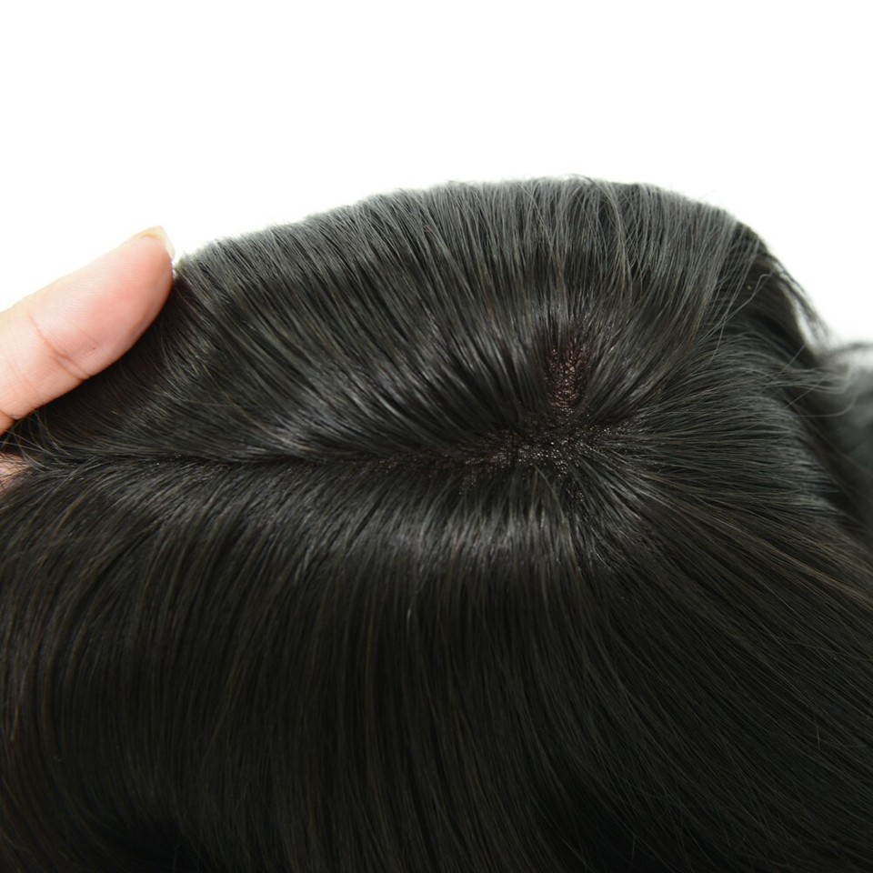 Women Topper Human Hair Fine Mono Top Pieces Human Remy Hair Straight ...