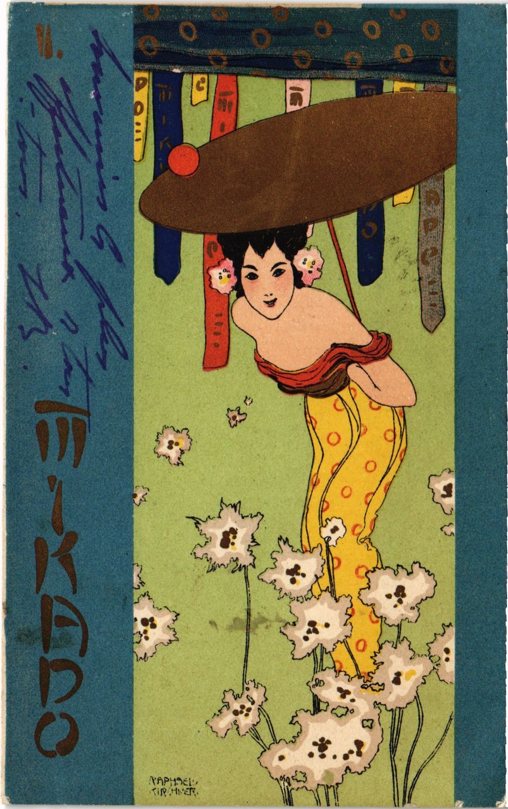 PC KIRCHNER, ARTIST SIGNED, GEISHAS, MIKADO II, ART NOUVEAU, D14-2 ...