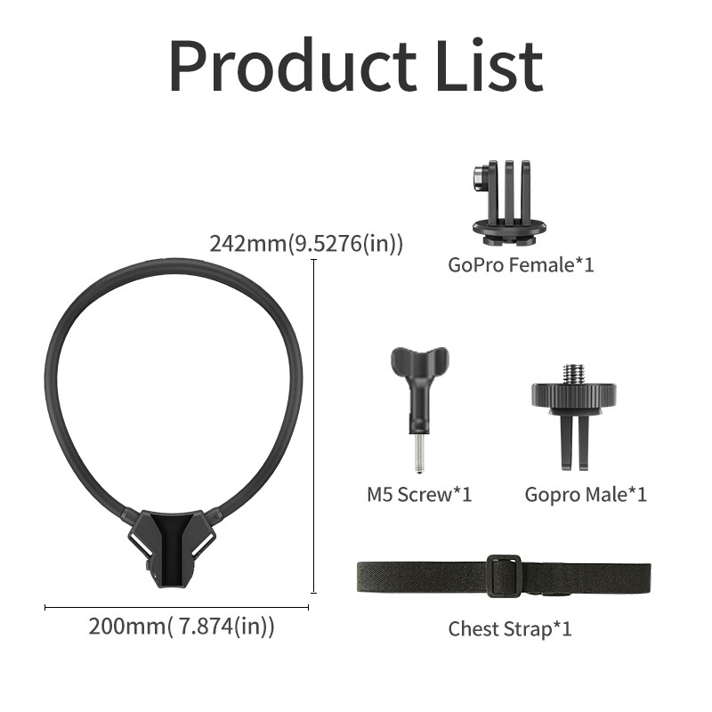 Neck Mount for Insta360 X5/Pocket 3/DJI Action 5 Pro Holder w/Body ...