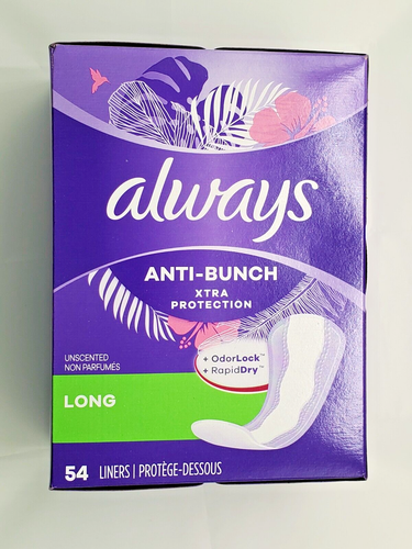 Always Pantiliners Anti Bunch Extra Protection Long Unscented 54 CT | eBay
