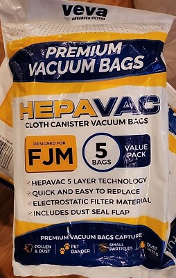 5 Pack Premium HepaVac Cloth Canister Vacuum Bags Designed for FJM | eBay