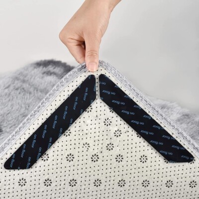 8PCS Carpet Mat Grippers Non Slip Rubber Rug Sticker Skid Tape Reusable ...